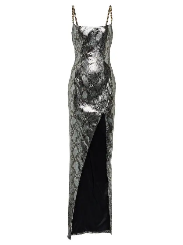 Balmain Chain-detail Snake-print Gown - Multicoloured