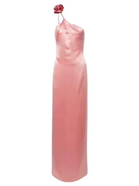 Magda Butrym Floral-appliqué Silk Satin Gown - Pink