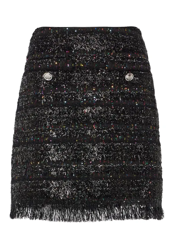 Giambattista Valli Sequined Tweed Miniskirt - Black