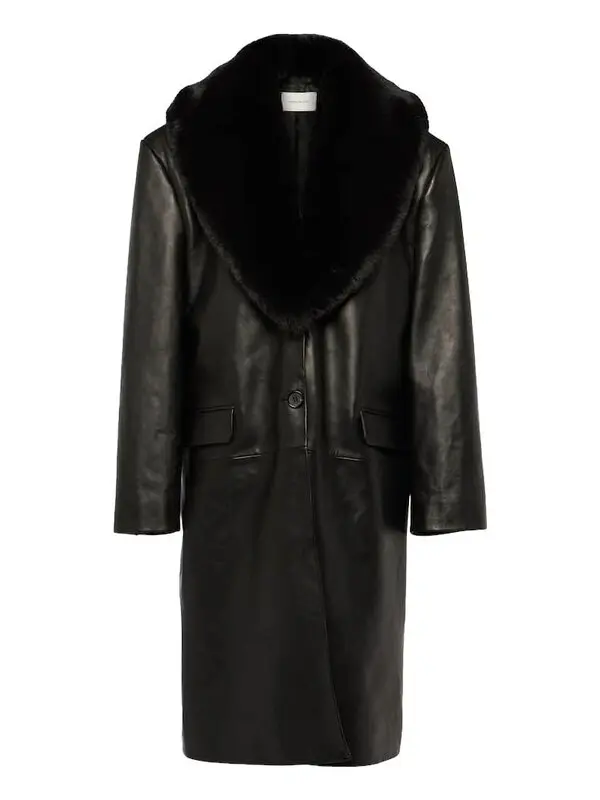Magda Butrym Faux Fur-trimmed Leather Coat - Black
