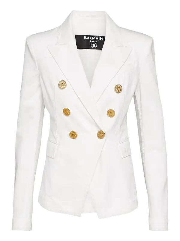 Balmain Double-breasted Denim Blazer - White