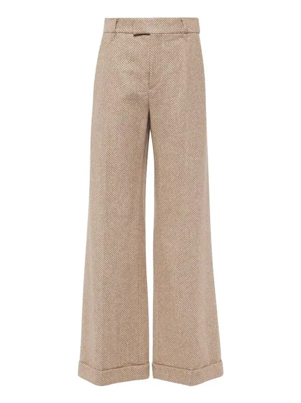 Brunello Cucinelli Chevron Wool-blend Flared Pants - Neutrals