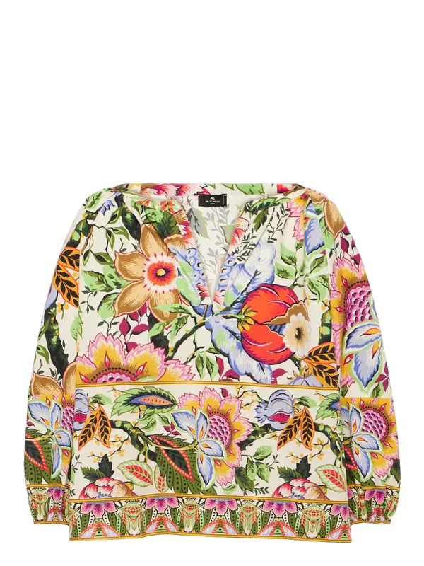 Etro Floral Cotton Cropped Top - Multicoloured