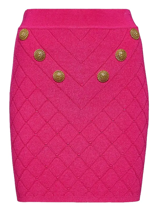 Balmain Embellished Knit Miniskirt - Pink