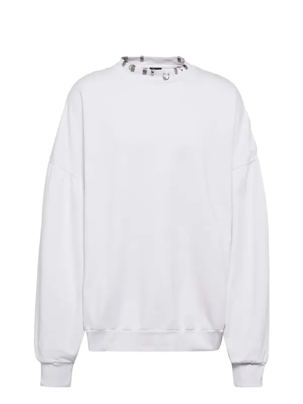 Balenciaga Pierced Round Fleece Sweatshirt - White