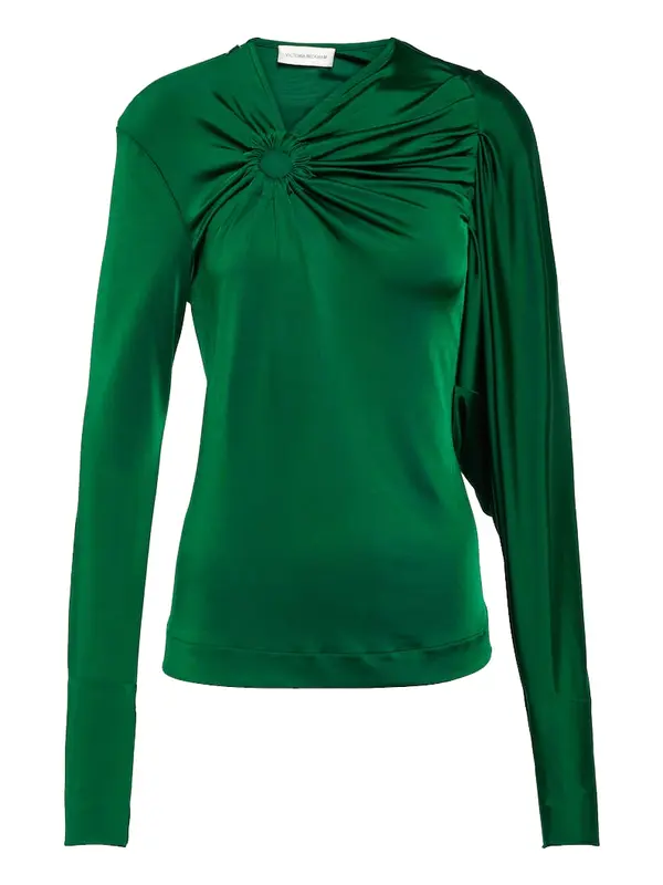 Victoria Beckham Gathered Jersey Top - Green