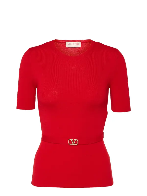 Valentino Garavani Vlogo Signature Virgin Wool Top - Red