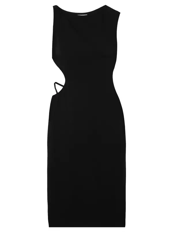ST. AGNI Net Sustain Arc Cutout Stretch-crepe Midi Dress - Black