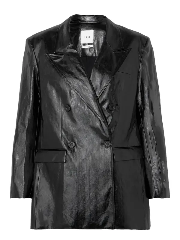 ESSE STUDIOS Milos Faux Leather Blazer - Black