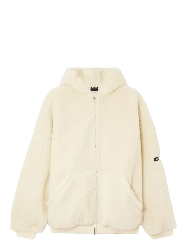 Balenciaga Oversized Hooded Faux Shearling Jacket - Neutrals