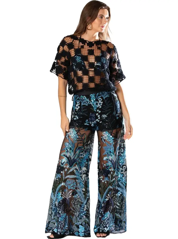 Miguelina Pamela Sequin Pant - Blue
