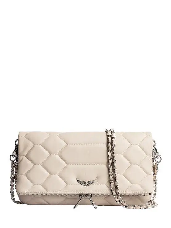 Zadig&Voltaire Rock Quilted Lambskin Clutch - Natural