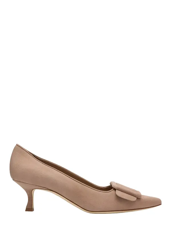 Manolo Blahnik Maysale Suede Pumps - Dark Nude