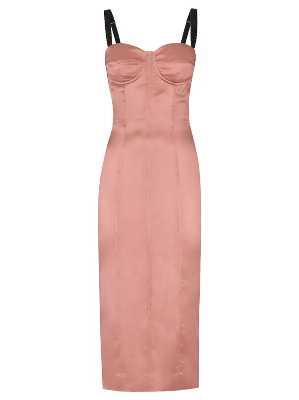 Dolce & Gabbana Sweetheart-neck Silk-blend Dress - Pink