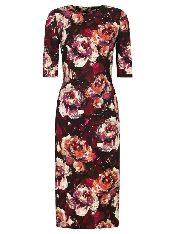 Dolce & Gabbana Floral-print Midi Dress - Red