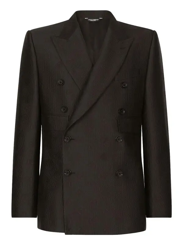Dolce & Gabbana Monogram-jacquard Double-breasted Blazer - Black