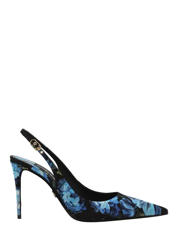 Dolce & Gabbana Floral-print Slingback Pumps - Blue