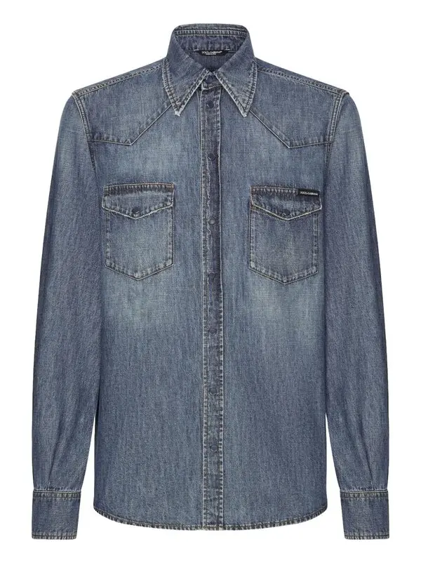 Dolce & Gabbana Point-collar Denim Shirt - Blue