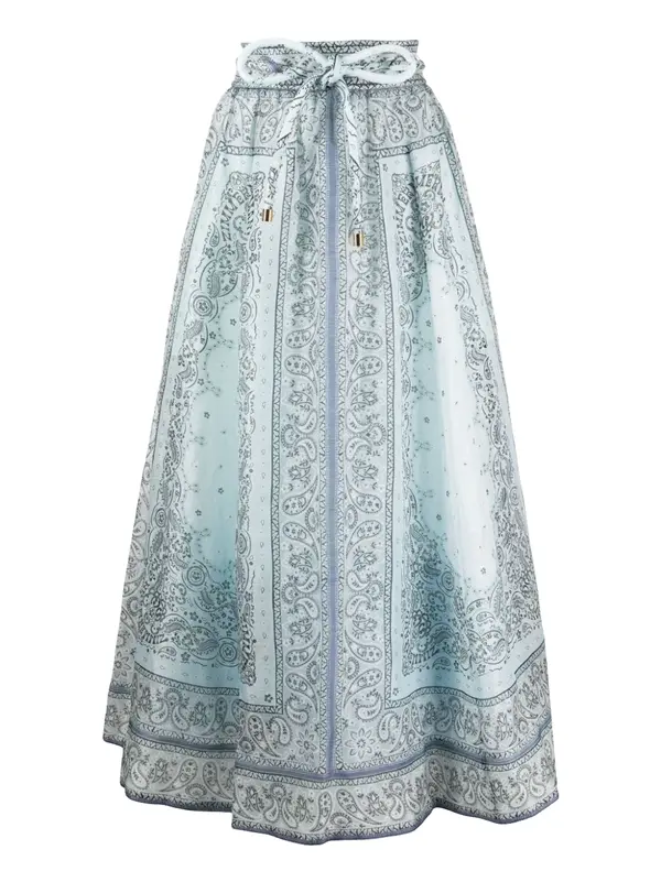 Zimmermann Matchmaker Midi Skirt - Blue