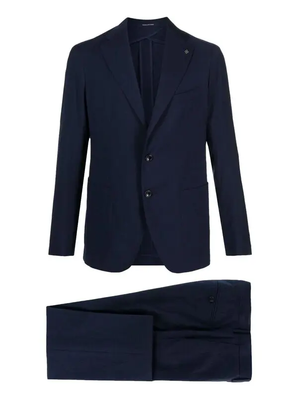 Tagliatore Logo-appliqué Virgin Wool Single-breasted Suit - Blue
