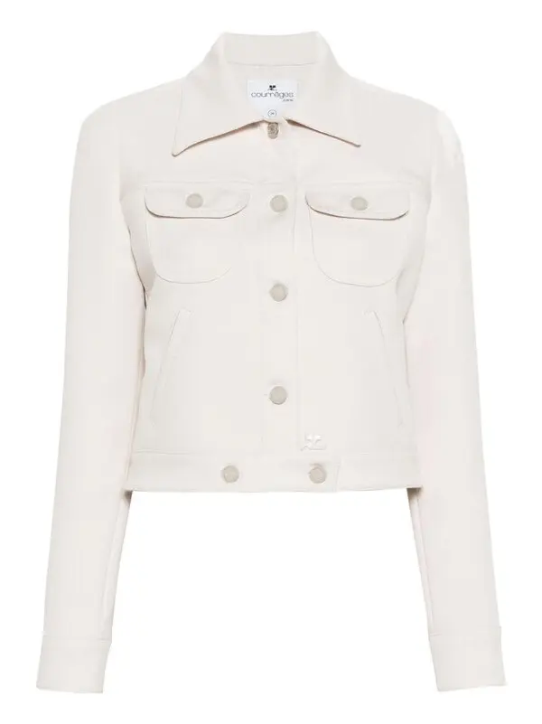 COURREGES Cropped Denim Jacket - Neutrals
