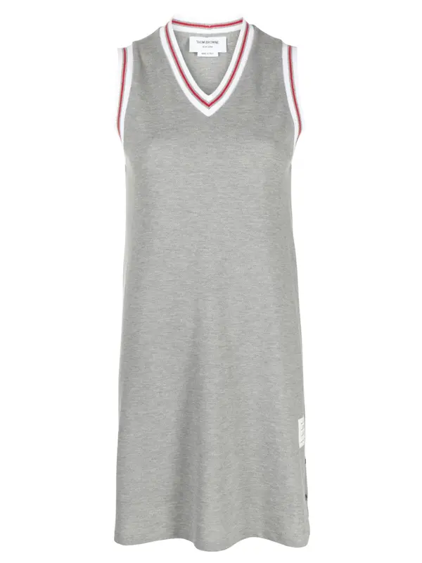 Thom Browne Stripe-trim Cotton Minidress - Grey
