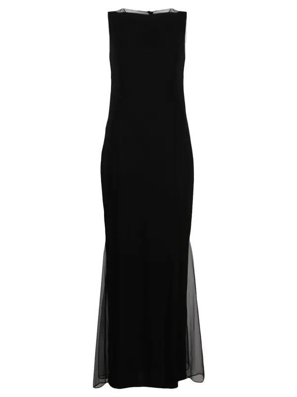 Helmut Lang Sheer-paneled Flared Dress - Black