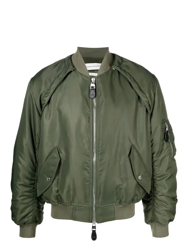 Alexander McQueen Detachable-sleeve Ruched Bomber Jacket - Green