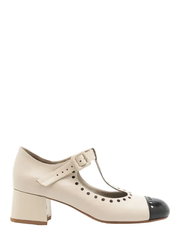 STUDIO CHOFAKIAN Gabrielle 40mm Leather Pumps - Neutrals