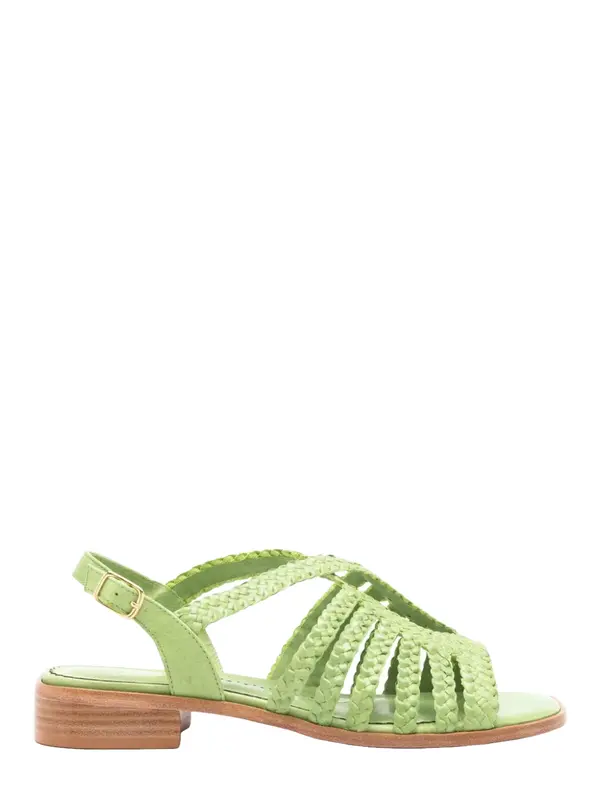 STUDIO CHOFAKIAN Le Marais Braided Leather Sandals - Green