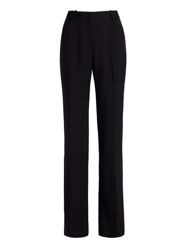 Another Tomorrow Flared Merino Wool Trousers - Black