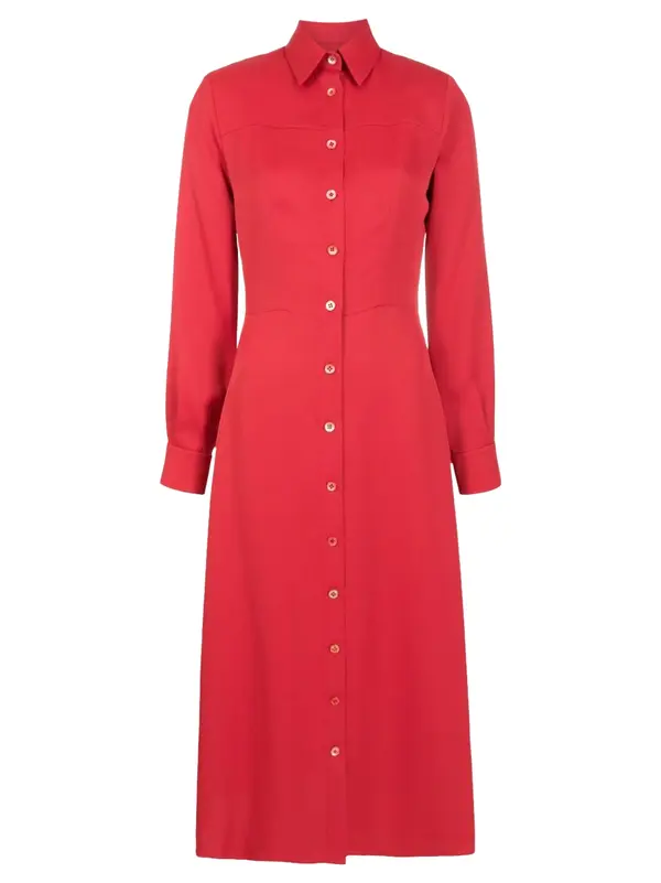GLORIA COELHO Raglan-sleeve Midi Shirtdress - Red