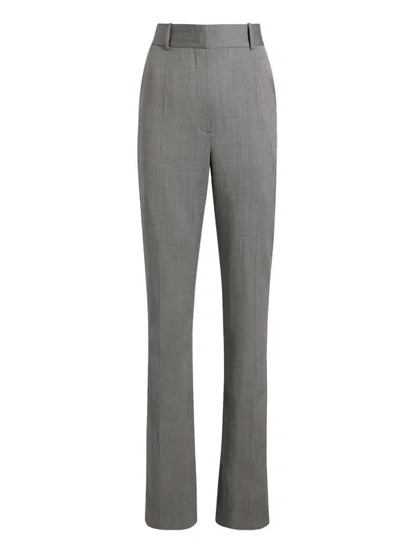 Another Tomorrow Herringbone Straight-leg Trousers - Black