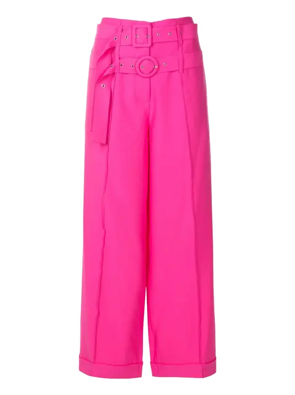 GLORIA COELHO Double-belted Gabardine Trousers - Pink