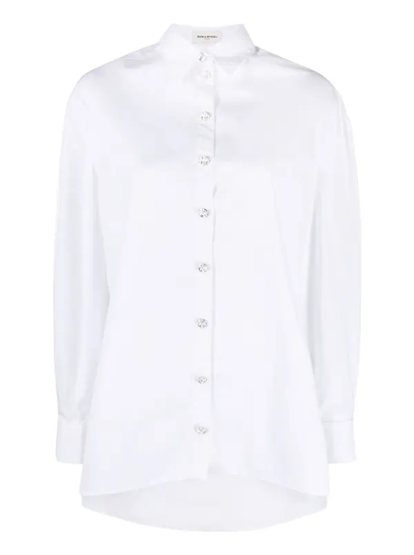 Sonia Rykiel Paris Crystal-buttons Poplin Shirt - White
