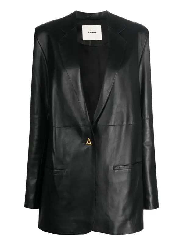 AERON Mercedes Leather Blazer - Black