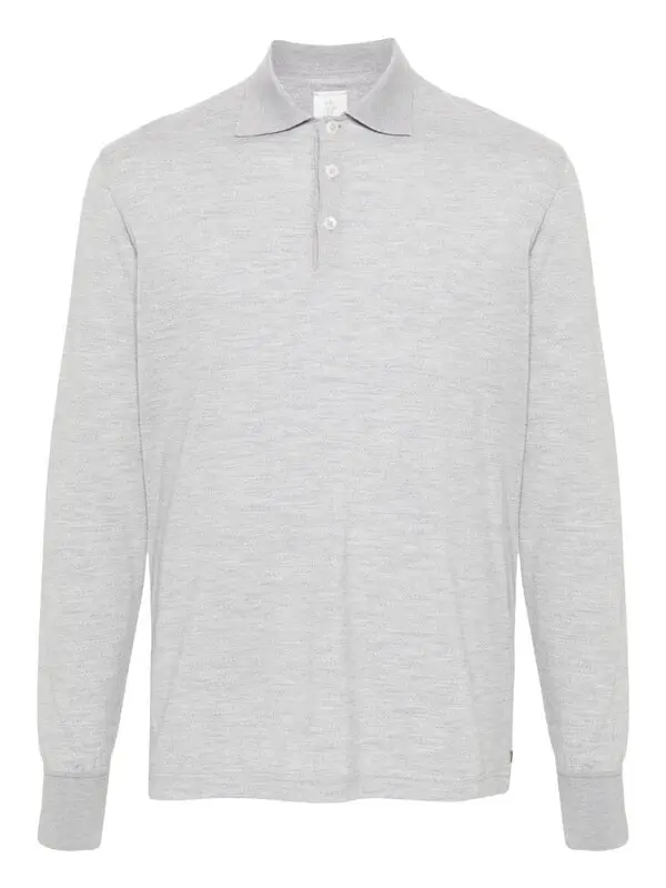 Eleventy Mélange Long-sleeve Polo Shirt - Grey