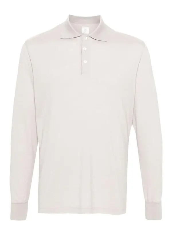 Eleventy Long-sleeve Jersey Polo Shirt - Neutrals