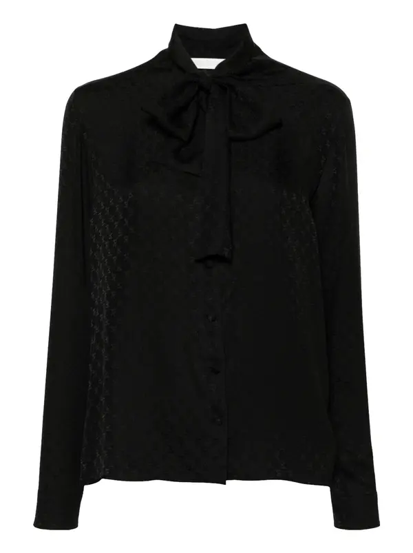Palm Angels Monogram-jacquard Silk Blouse - Black
