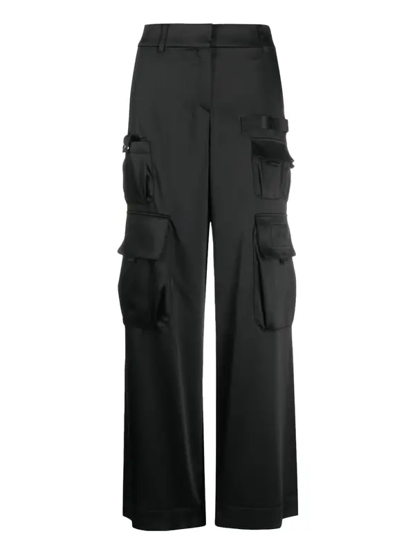 Off-White Satin Cargo Trousers - Black