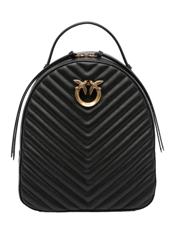 Pinko Love Chevron Leather Backpack - Black