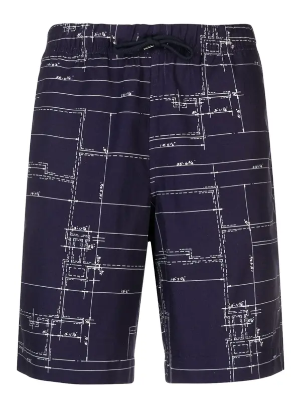 Paul Smith Graphic-print Cotton Shorts - Blue