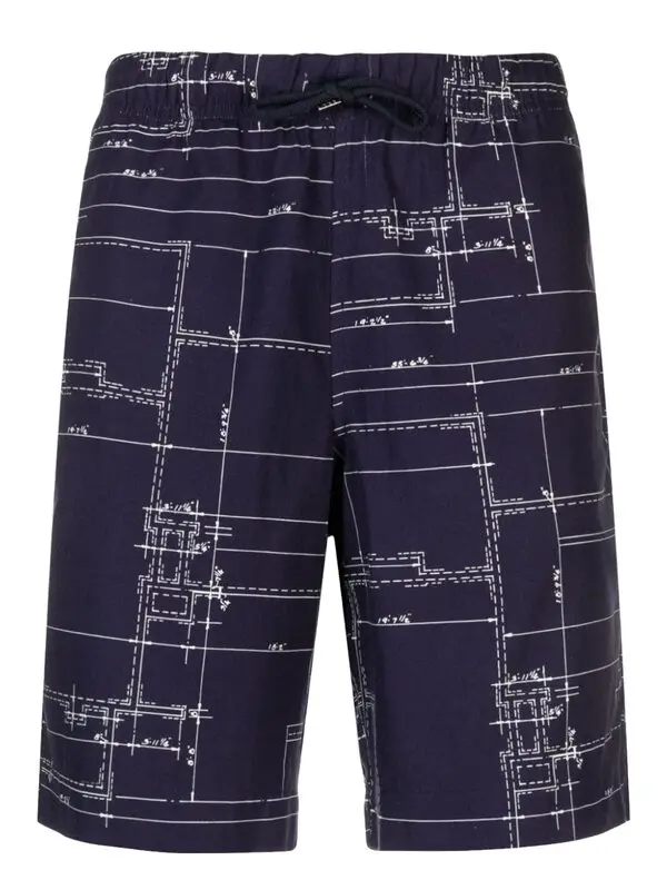 Paul Smith Graphic-print Cotton Shorts - Blue