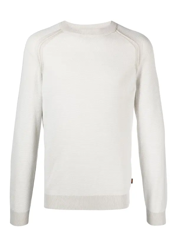 BOSS Crew-neck Cotton Blend Jumper - Neutrals