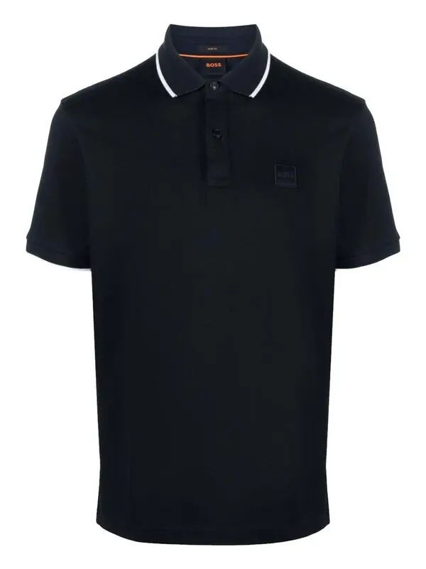 BOSS Logo-emed Piqué Polo Shirt - Blue