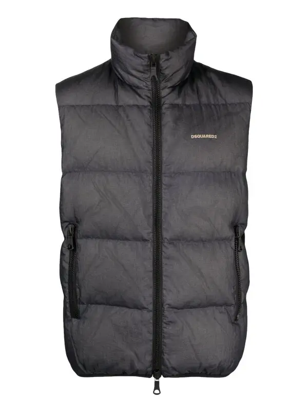Dsquared2 Logo-embossed Ripstop Puffer Vest - Blue