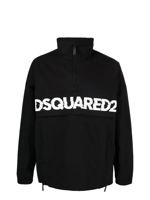 Dsquared2 Logo-print Poplin Half-zip Jacket - Black