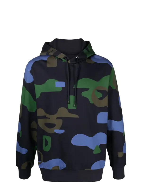 BOSS Graphic-print Cotton Hoodie - Blue