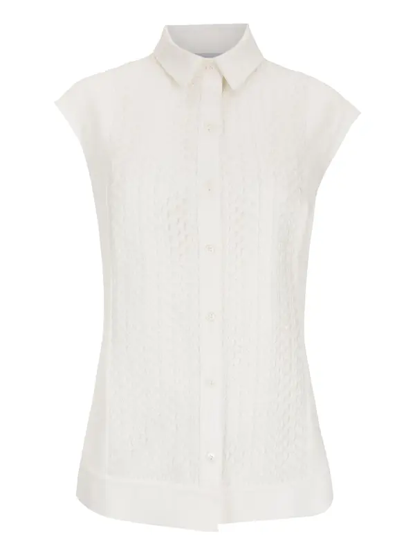 GLORIA COELHO Cap-sleeved Button-up Shirt - White