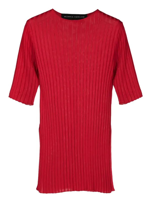 GLORIA COELHO Ribbed Knit T-shirt - Red